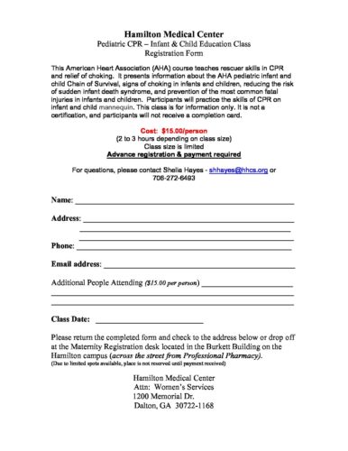 Pediatric CPR Class Registration Form - Vitruvian Health